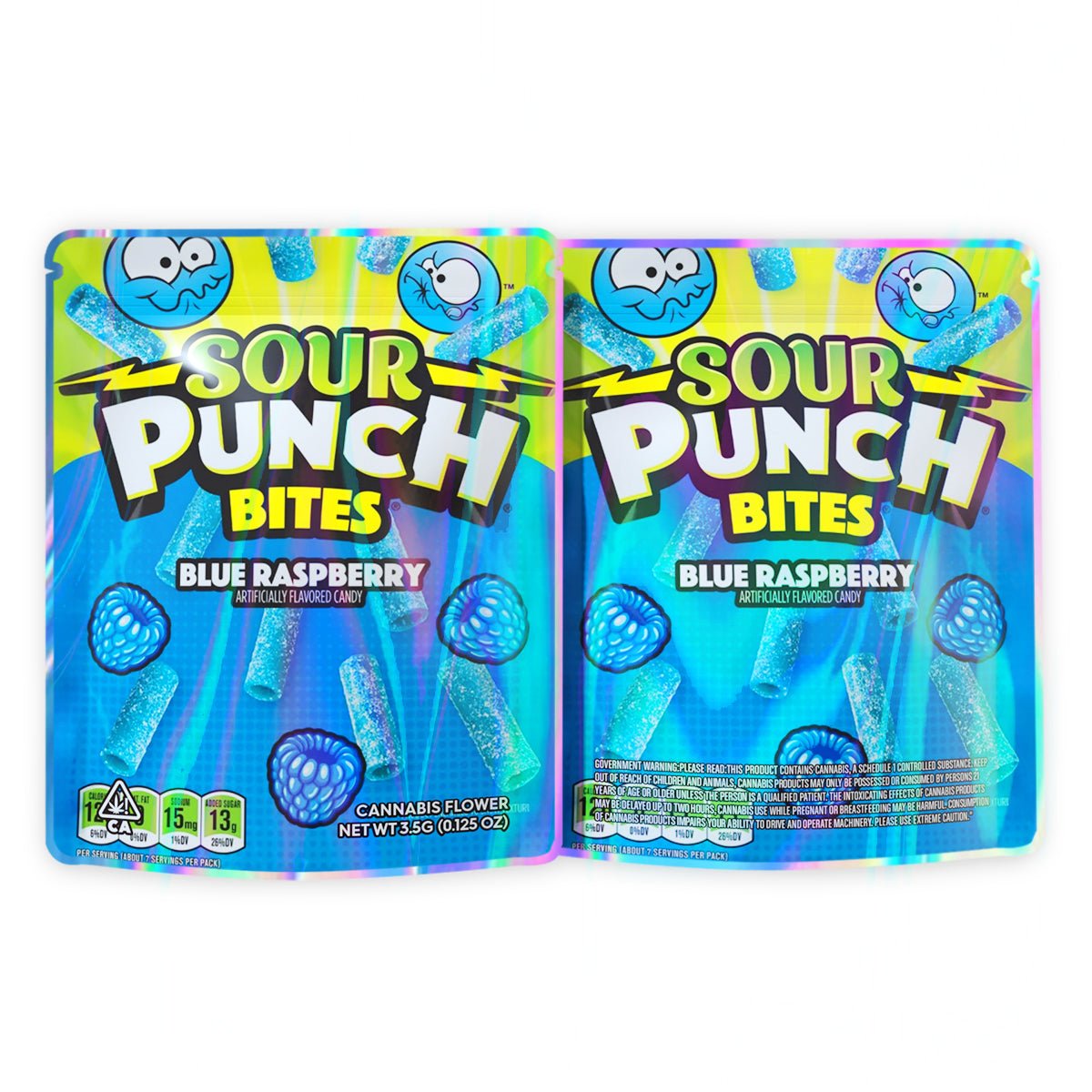 Sour Punch Bites Blue Raspberry Mylar Bags 3.5 Grams – Custom420bag
