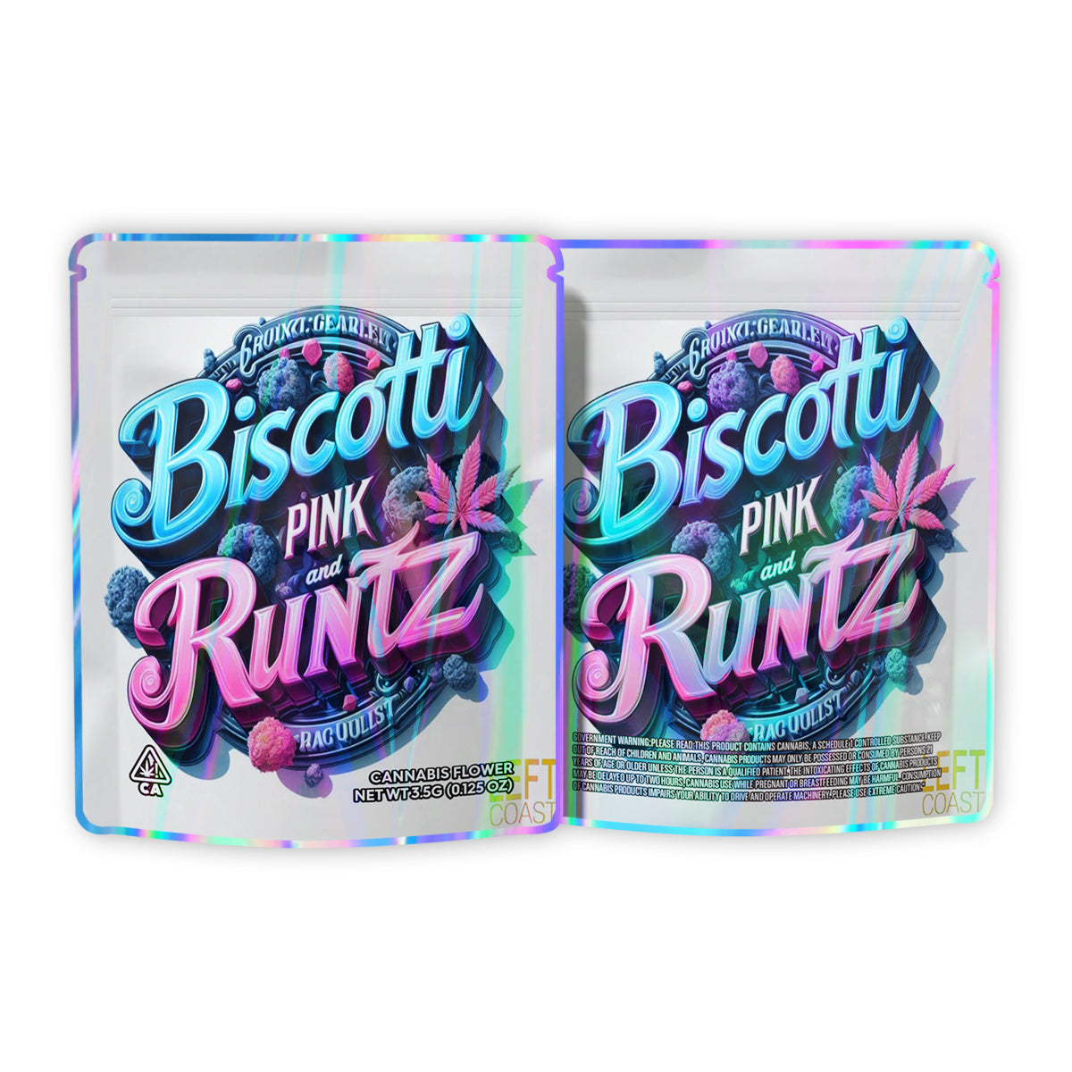 Biscotti Runtz Pink Mylar Bags 3.5 Grams – Custom420bag